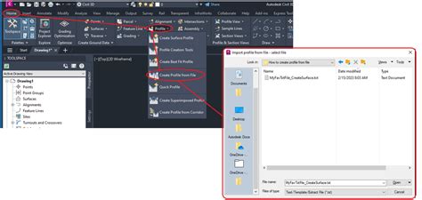 how to create profile from file without alignment in civil 3d