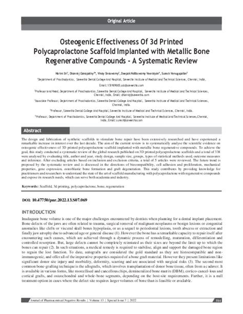 Pdf Osteogenic Effectiveness Of 3d Printed Polycaprolactone Scaffold Implanted With Metallic