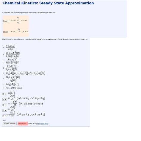 Solved Chemical Kinetics Steady State Approximation