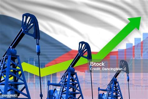체코 국기 배경체코 석유 산업 또는 시장 개념의 산업 그림에 성장 그래프 3 차원 일러스트 레이 션 가솔린에 대한 스톡 사진 및 기타 이미지 Istock