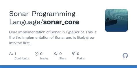GitHub Sonar Programming Language Sonar Core Core Implementation Of Sonar In TypeScript This