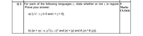 solved for each of the following languages l state whether