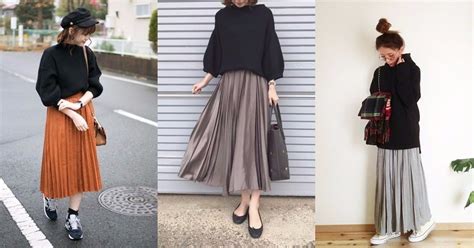 ไอเดียแฟชั่นแมทช์ กระโปรงพลีทตัวยาว รับลมหนาว แบบสาวญี่ปุ่น