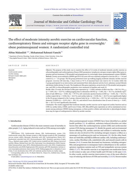 Pdf The Effect Of Moderate Intensity Aerobic Exercise On Cardiovascular Function