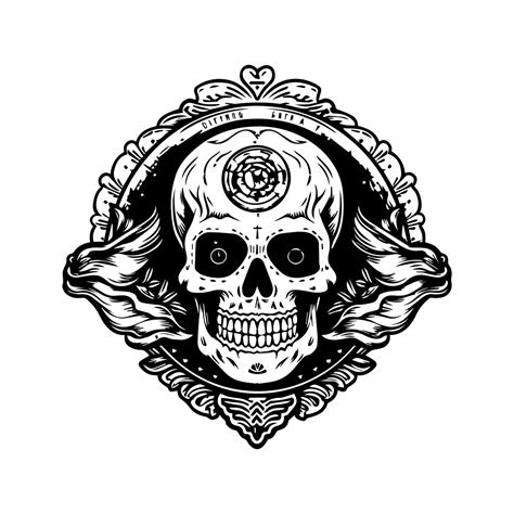 Mexican Girl Illustration And Mexican Skull Emblem Logo Capture The