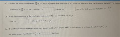 solved consider the initial value problem da dt ka a 0