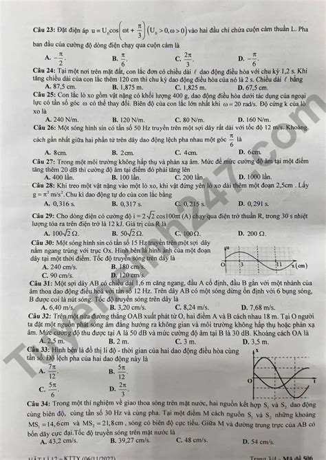 Đề thi giữa kì 1 môn Lý lớp 12 TH THCS THPT Lê Thánh Tông 2022