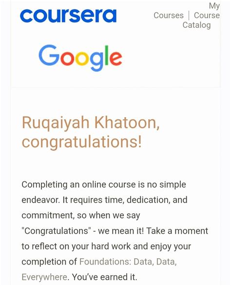 Im Excited To Share That Ive Completed The Foundations Data Data Everywhere Course—the