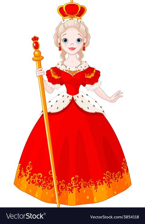 Majestic Queen Royalty Free Vector Image Vectorstock Принцессы Винтажные бумажные куклы Сказки