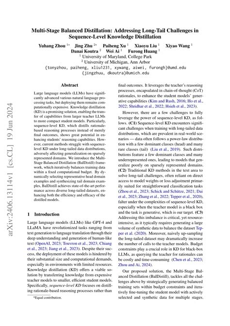 Pdf Multi Stage Balanced Distillation Addressing Long Tail Challenges In Sequence Level