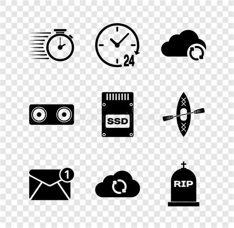 Set Stopwatch Clock Hours Cloud Sync Refresh New Email Incoming Message And Tombstone