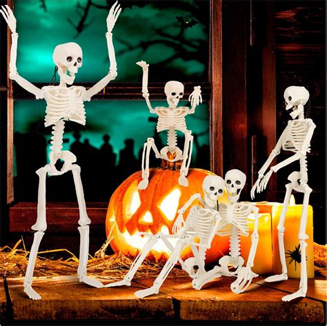 skeleton halloween decorations outdoor 16 small posable