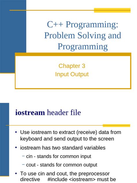 Chap03 - Input Output | PDF | Namespace | C++