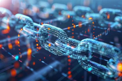 Blockchain Technology Concept With Digital Chains Stock Illustration