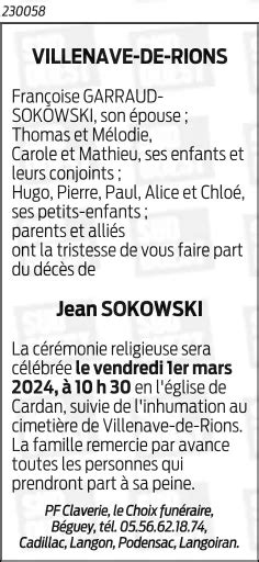 Avis De D C S De Jean Raymond Pierre Sokowski Cybille