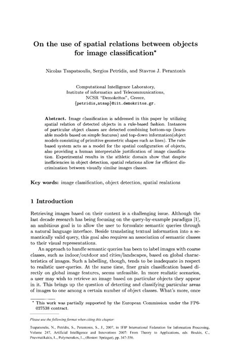 Pdf On The Use Of Spatial Relations Between Objects For Image Classification