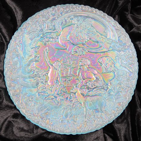 Fenton Garden Of Eden Ice Blue Carnival Glass Plate Fenton Museum