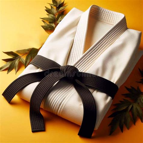 Black Martial Arts Belt And White Kimono Generated Ai Stock