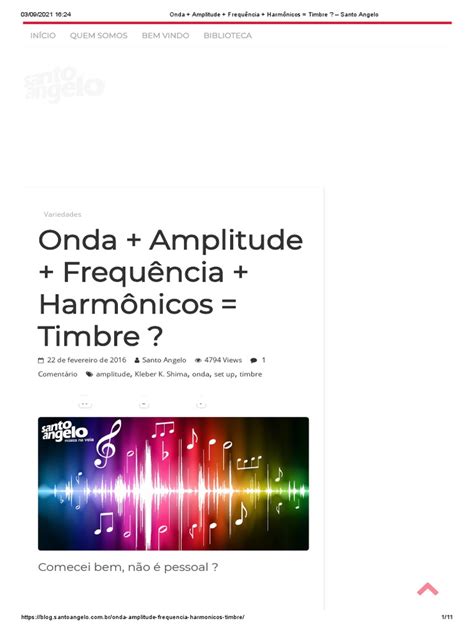 Onda Amplitude Frequência Harmônicos Timbre Pdf Decibel Som