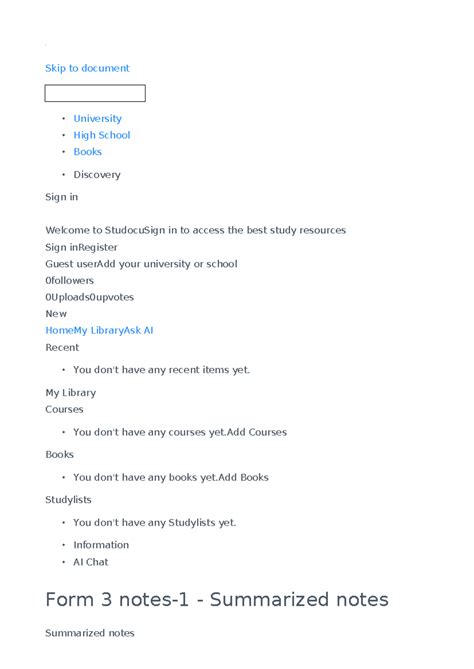 Form Notes Summarized Notes Object Skip To Document University High Babe Books