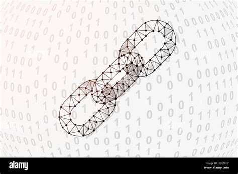 Chain 3d Low Poly Symbol With Binary Code Background Chainlink Design
