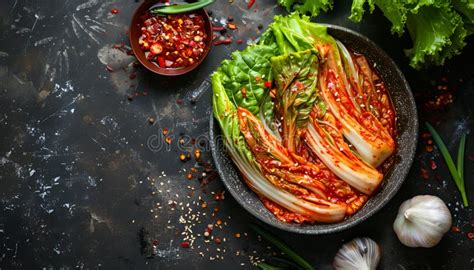 Chinese Cabbage Kimchi Cabbage Korean Traditional Food Top View