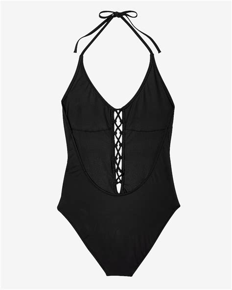 Lace Up One Piece Swimsuit
