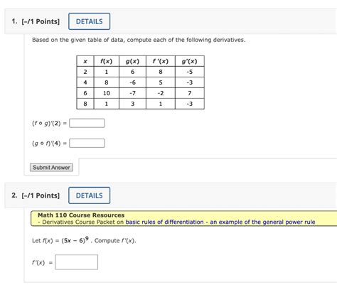 solved 1 [ 1 points] details based on the given table of
