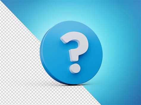 파란색 물음표 아이콘 기호 또는 흰색 배경 3d 그림에 고립 된 Faq 답변 기호를 물어 프리미엄 Psd 파일