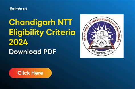 Chandigarh NTT Eligibility Criteria 2024 Age Limit And Qualification