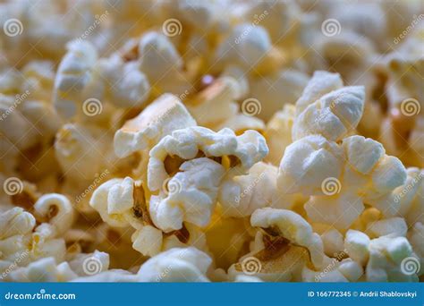 Pile Of Popcorn Closeup Macro Shot Selective Focus Texture Background