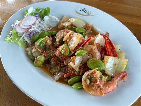 กุ้งผัดกะปิสะตอ ร้าน เต็ม10 บ้านนา นครนายก