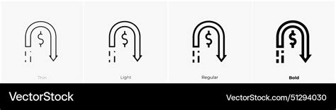 Devaluation Icon Thin Light Regular And Bold Vector Image