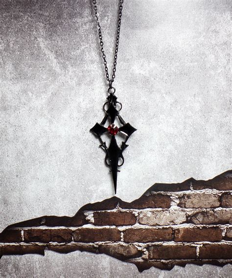 Black Gothic Cross Necklace Red And Black Necklace Red Etsy
