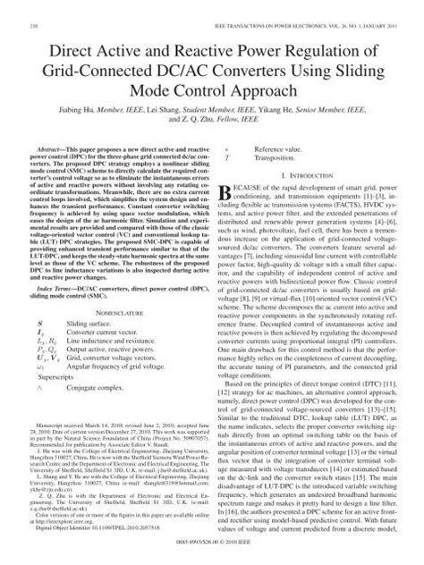Direct Active And Reactive Power Regulation Of Grid Connected Dc