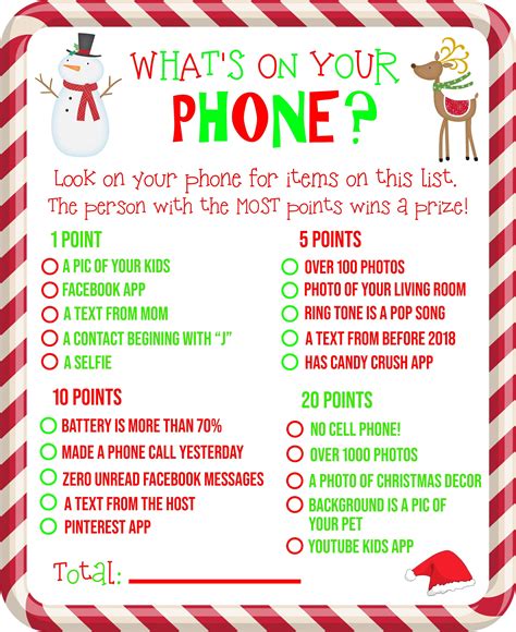 Whats In Your Cell Phone Game Free Printable Free Printable