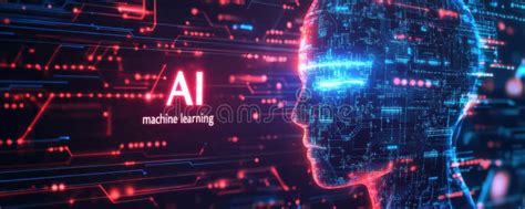 Digital Illustration Of An Ai Robot Head With Glowing Circuits Showcasing Machine Learning And