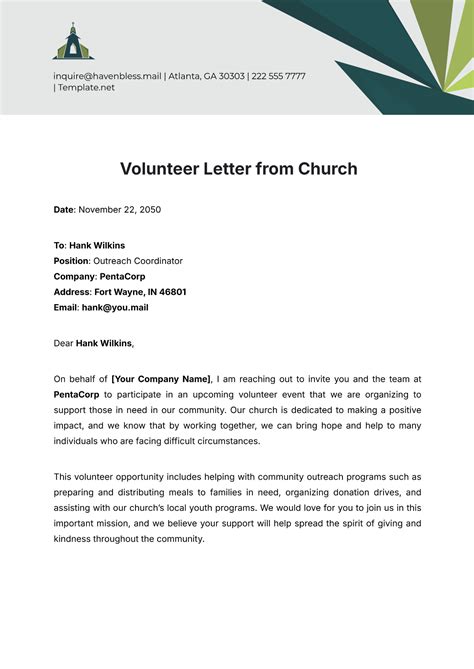 Free Volunteer Letter From Church Template To Edit Online