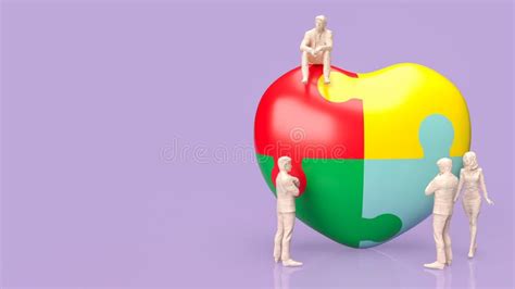 The Puzzle Heart Multicolour For Empathy And Teamwork D Rendering