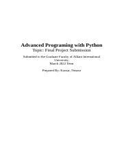 Advanced Python Programming Final Project Submission Course Hero