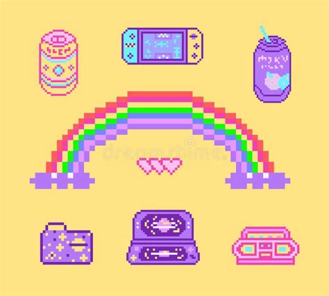 Pixel Forest Set Retro Stock Illustrations 166 Pixel Forest Set Retro