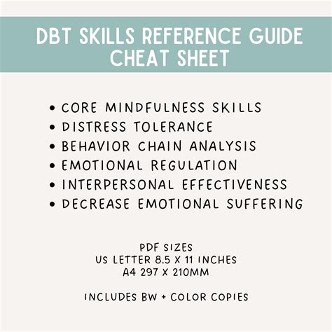 Dbt Skills Cheat Sheet Dialectical Behavior Therapy Bpd Resources