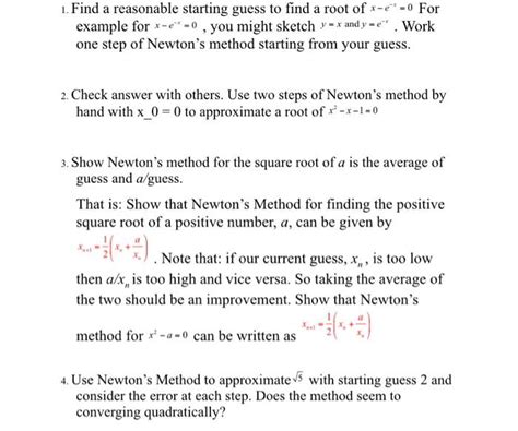 Solved 1 Find A Reasonable Starting Guess To Find A Root Of Chegg