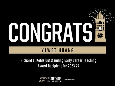 Dr Yiwei Huang Receives College Of Ag Teaching Award Purdue