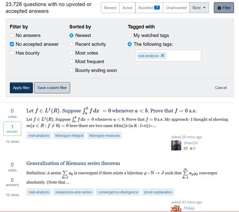 About A Filter That Returns Questions With No Answers And Questions With Answers But Not