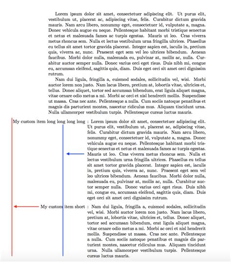 horizontal alignment indent in itemize enumerate with different width
