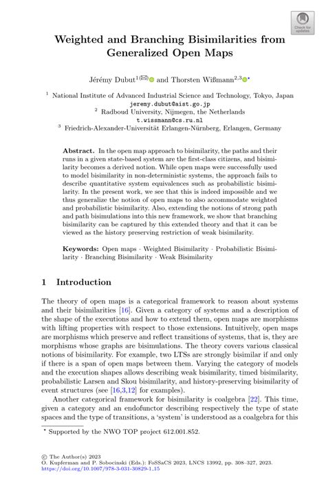 PDF Weighted And Branching Bisimilarities From Generalized Open Maps