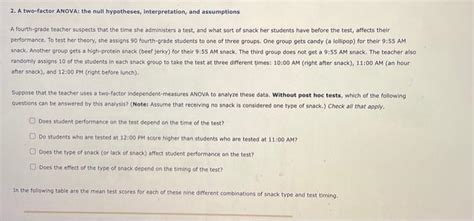 Solved A Two Factor ANOVA The Null Hypotheses Chegg