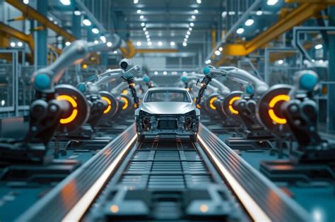Premium Photo Smart Manufacturing Electric Car Production Boosted By Robotics