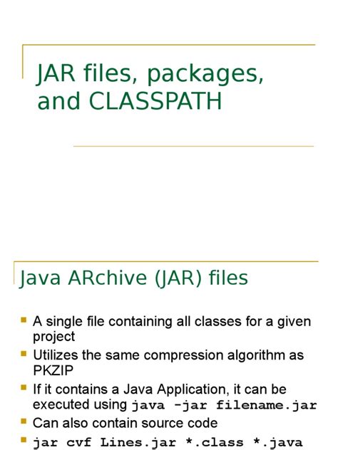 Jar Files Packages And Classpath Pdf Java Programming Language